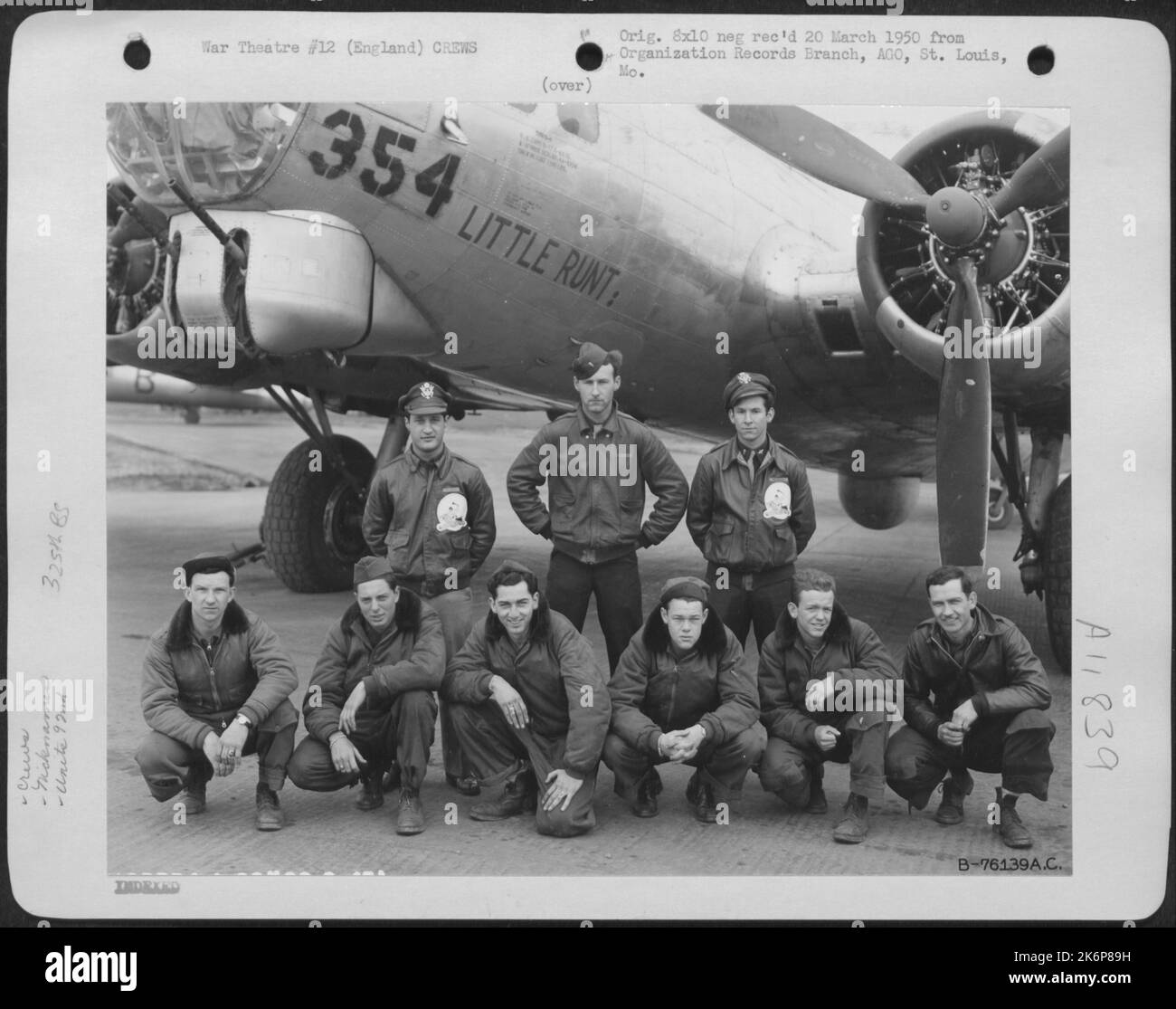 Crew Of The 92Nd Bomb Group Pose Beside Their Boeing B-17 "Little Runt ...