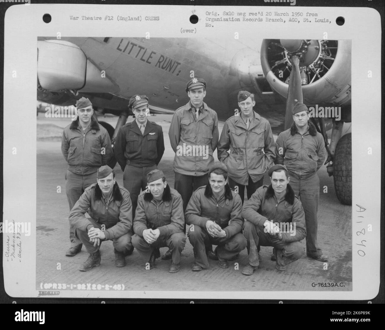 Crew Of The 92Nd Bomb Group Pose Beside Their Boeing B-17 "Little Runt ...