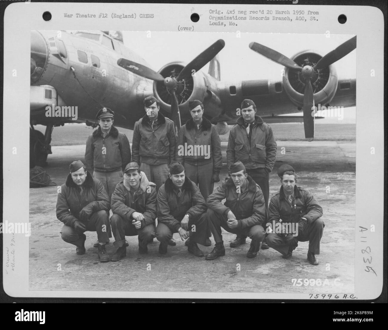 Crew Members Of The 92Nd Bomb Group Pose Beside A Boeing B-17 At An ...