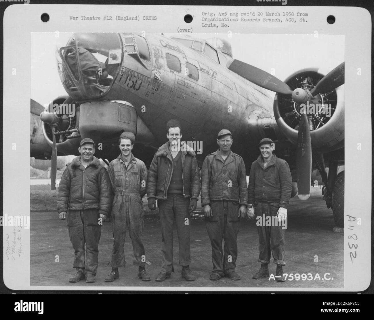 Crew Members Of The 92Nd Bomb Group Pose Beside A Boeing B-17 'Calamity ...
