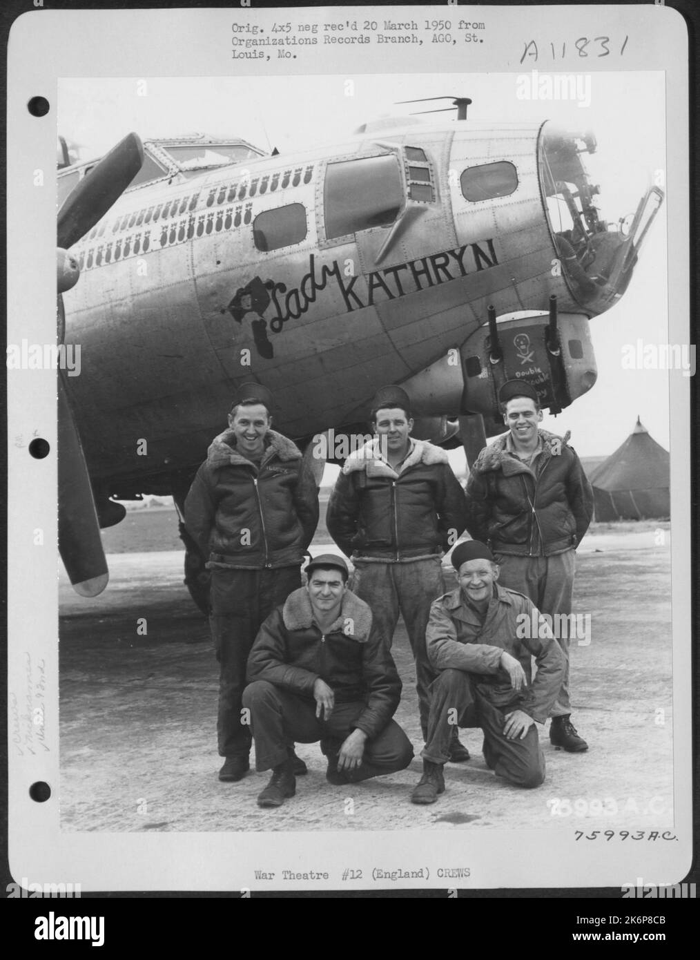 Crew Members Of The 92Nd Bomb Group Pose Beside A Boeing B-17 'Lady ...