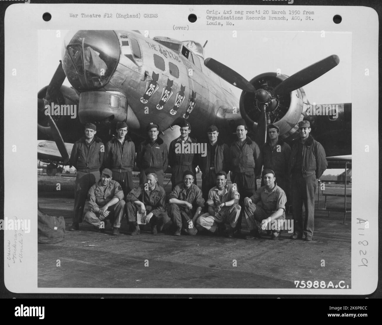 Crew Members Of The 92Nd Bomb Group Pose Beside A Boeing B-17 'The ...