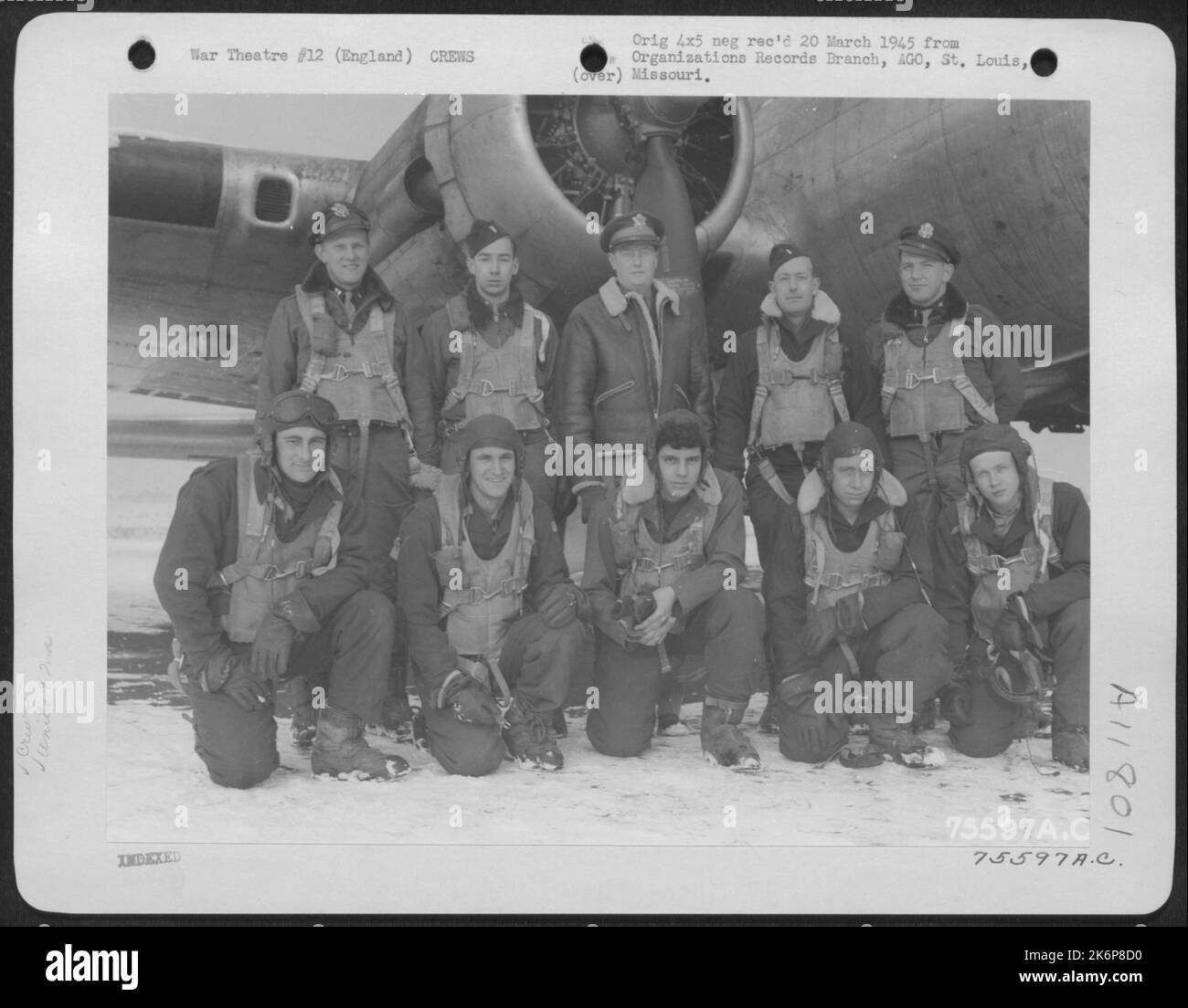 Crew Members Of The 92Nd Bomb Group, Pose Beside A Boeing B-17 At An ...