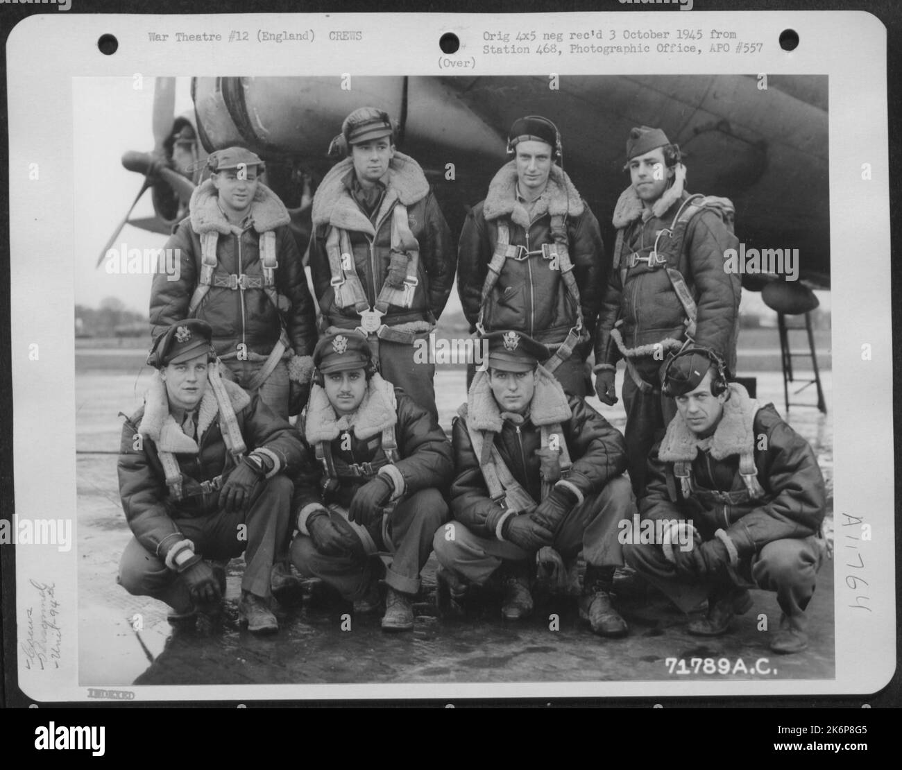 1St Lt. Riordan And Crew Of The 94Th Bomb Group Pose By A B-17 1St Lt. Riordan And Crew Of The 94Th Bomb Group Pose By A B-17