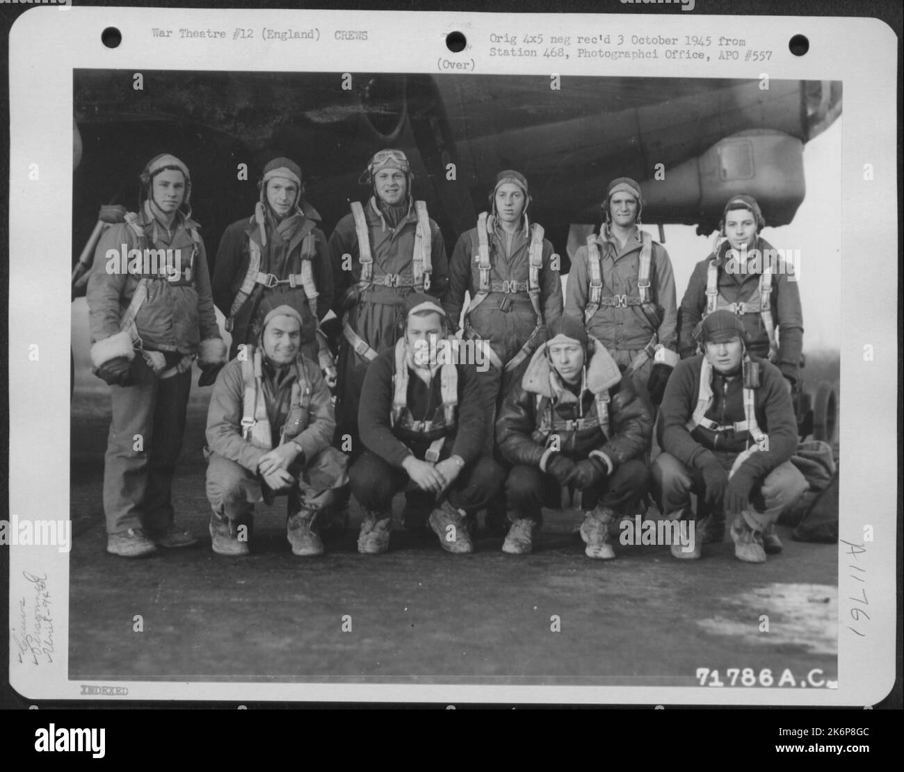 2nd Lt Ce Adcock And Crew Of The 94th Bomb Group Pose By A B 17 Ramrod Ramsbottom At An 8th