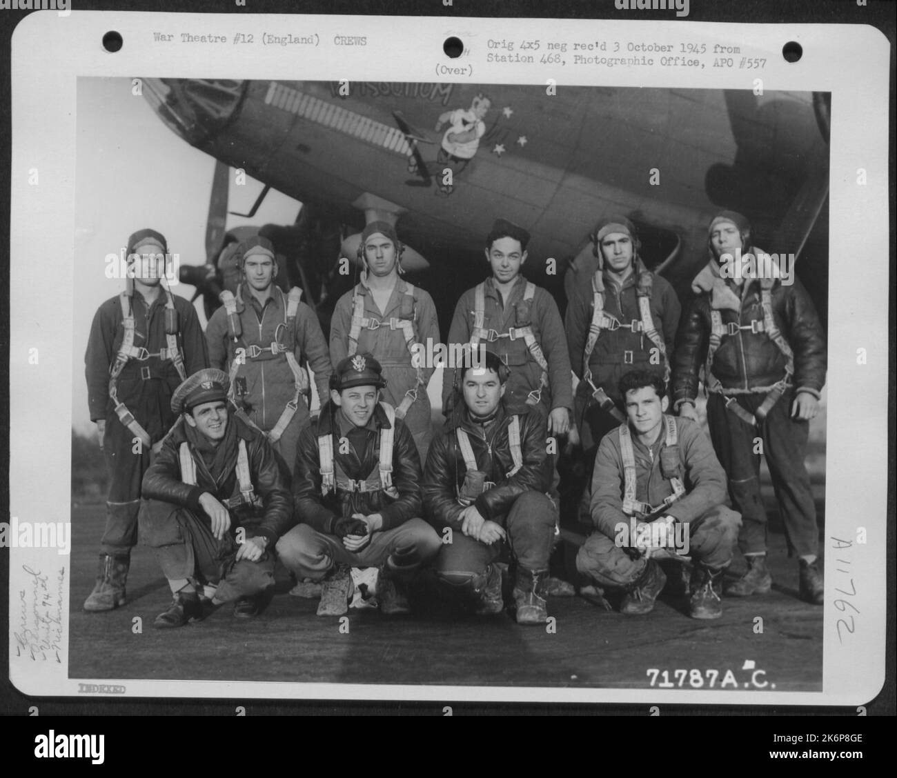 2Nd Lt. J.F. Cota And Crew Of The 94Th Bomb Group Pose By A B-17 'Idiot ... 2Nd Lt. J.F. Cota And Crew Of The 94Th Bomb Group Pose By A B-17 'Idiot ...