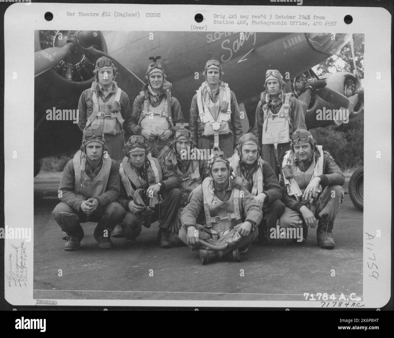Captain U.S. Adams And Crew Of The 94Th Bomb Group Pose By Their Plane ...