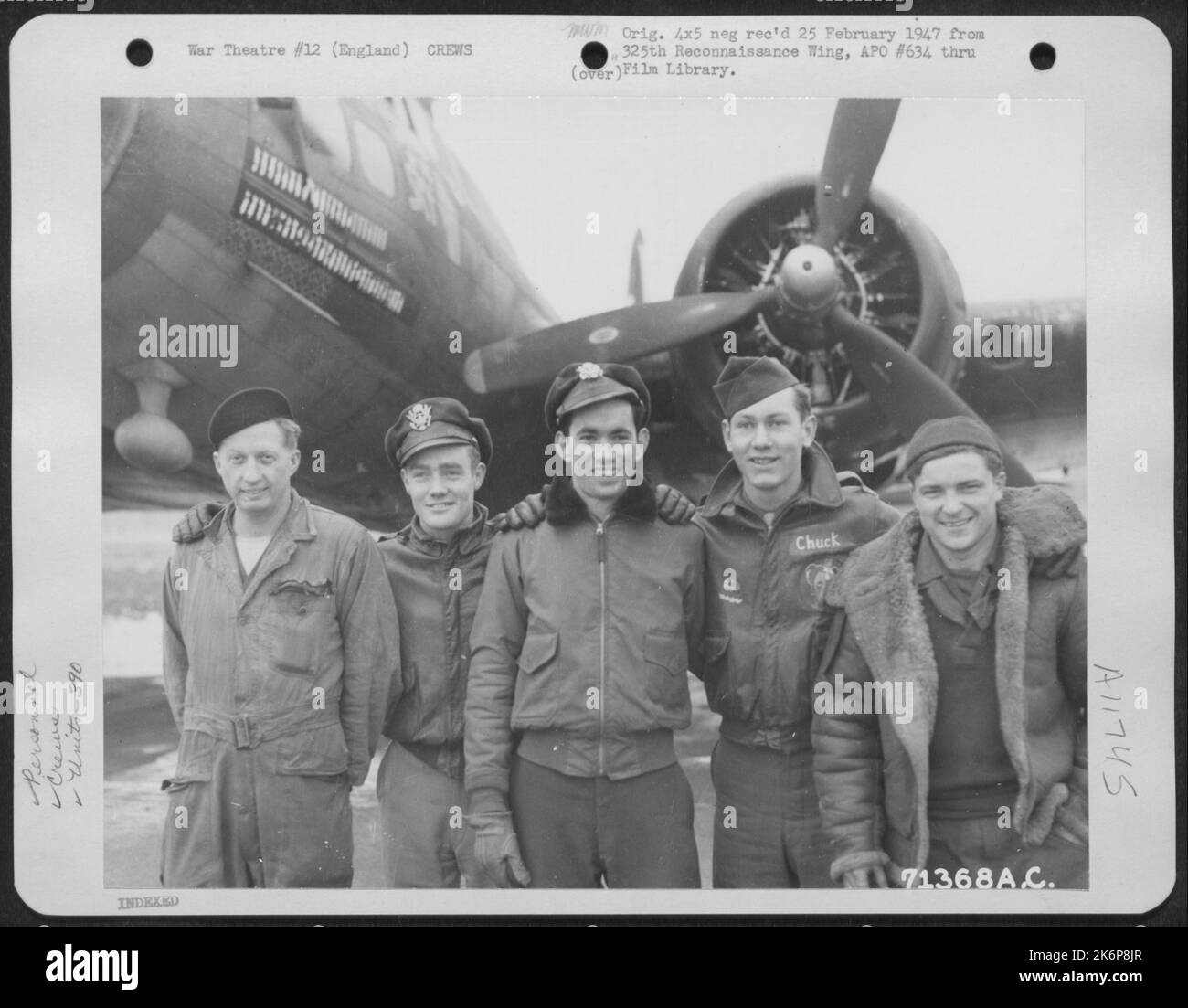 Lt. Fleming And Crew Stand Beside A Boeing B-17 "Flying Fortress" Of ...