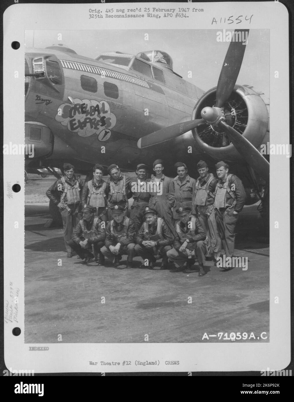 A Crew Of The 379Th Bomb Group Poses Beside The Boeing B-17 "Flying ...