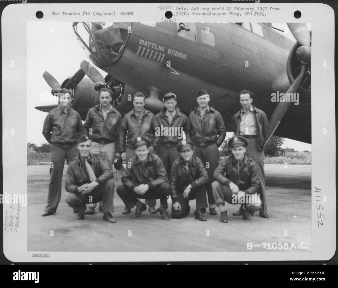 A Crew Of The 379Th Bomb Group Poses Beside The Boeing B-17 "Flying ...