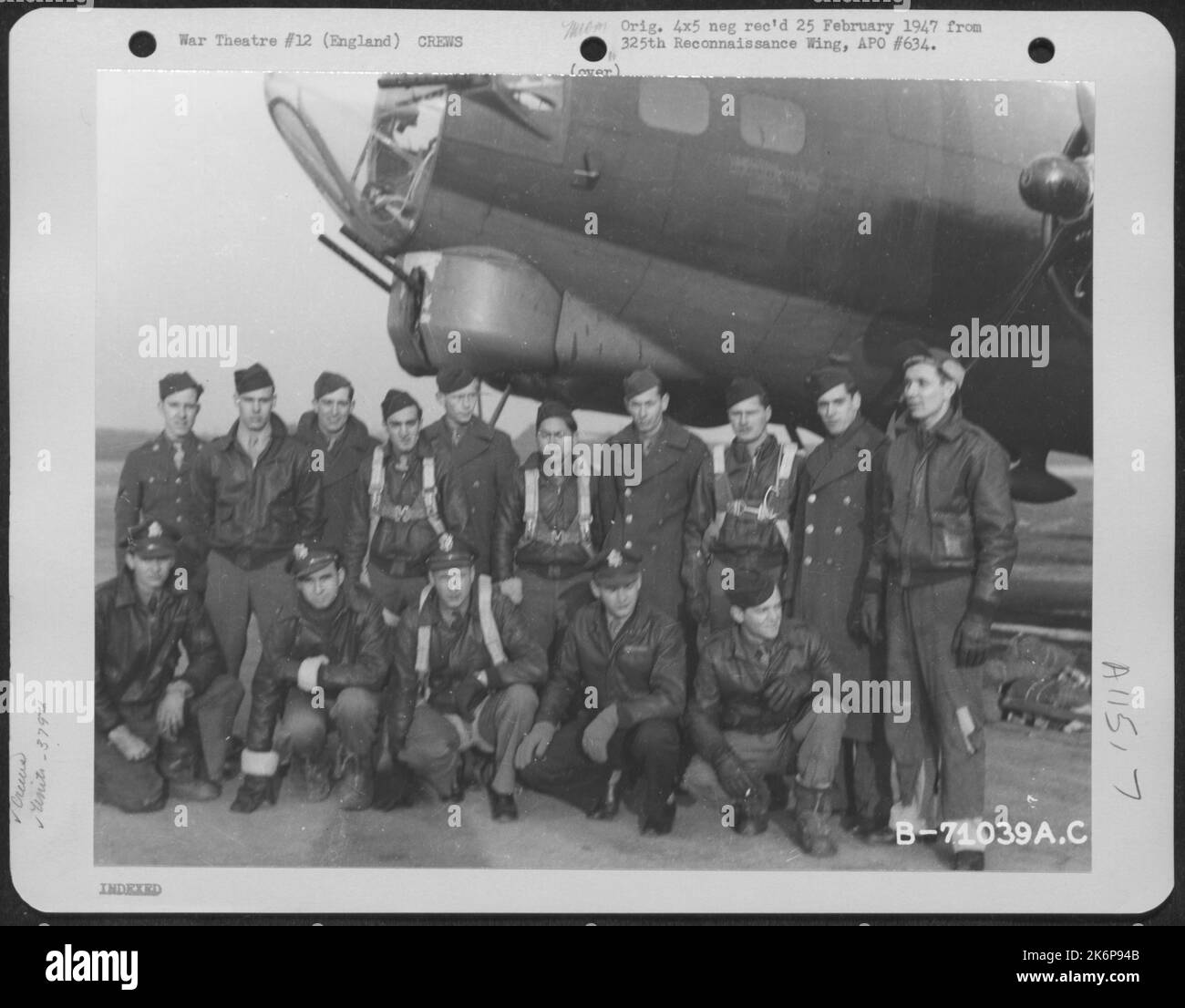 A Crew Of The 379Th Bomb Group Poses Beside A Boeing B-17 "Flying ...