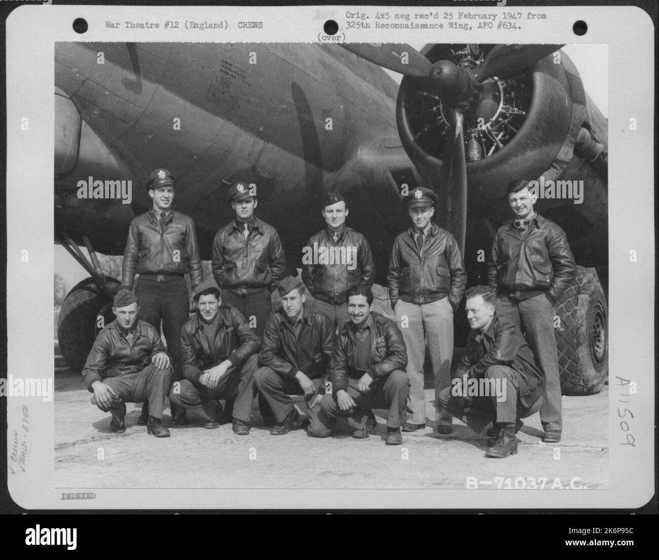 A Crew Of The 379Th Bomb Group Poses Beside A Boeing B-17 "Flying ...