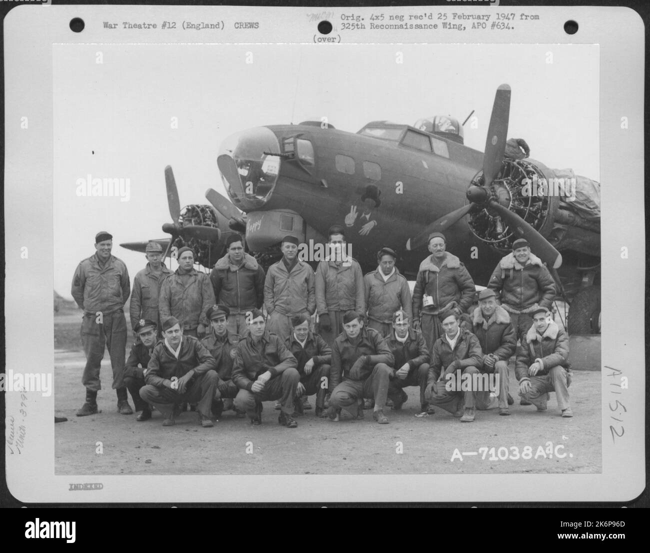 A Crew Of The 379Th Bomb Group Poses Beside A Boeing B-17 "Flying ...
