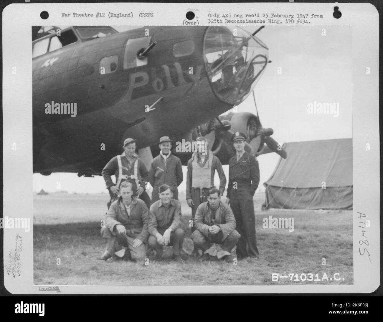 A Crew Of The 379Th Bomb Group Poses Beside The Boeing B-17 "Flying ...
