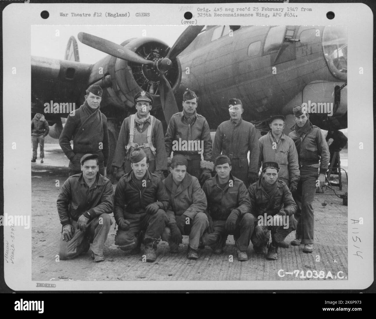 A Crew Of The 379Th Bomb Group Poses Beside A Boeing B-17 "Flying ...