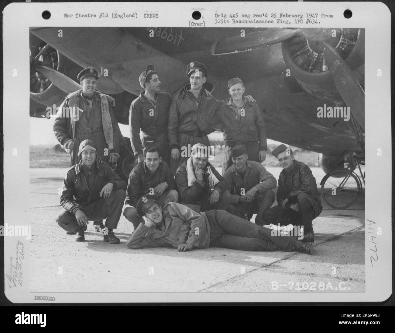 A Crew Of The 379Th Bomb Group Poses Beside A Boeing B-17 "Flying ...