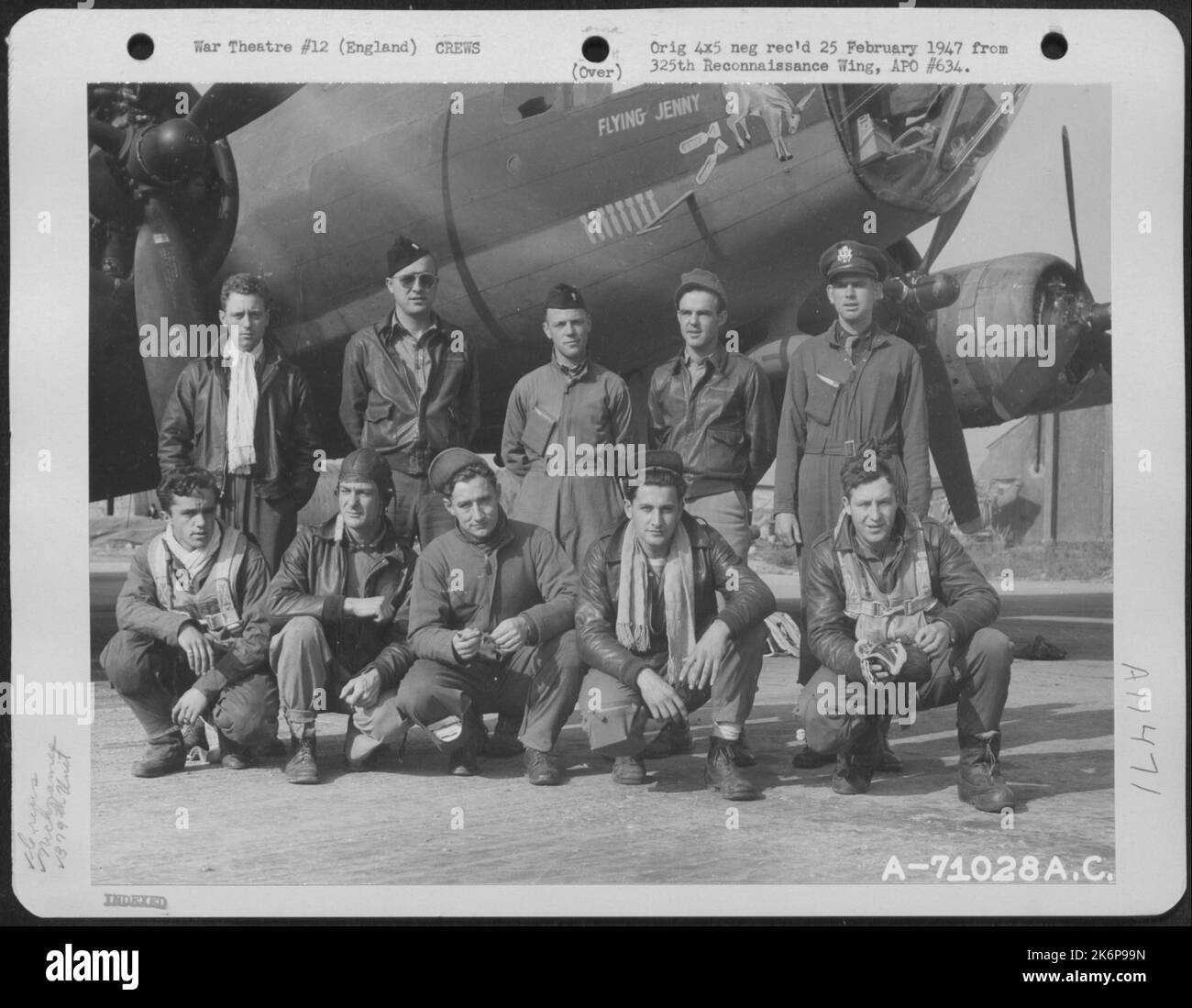 A Crew Of The 379Th Bomb Group Poses Beside A Boeing B-17 "Flying ...
