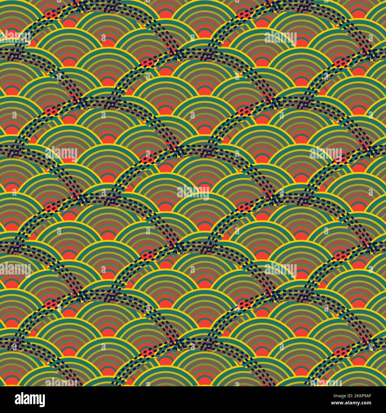 Seigaiha inspired pattern seamless vector texture, upward, ready for ...