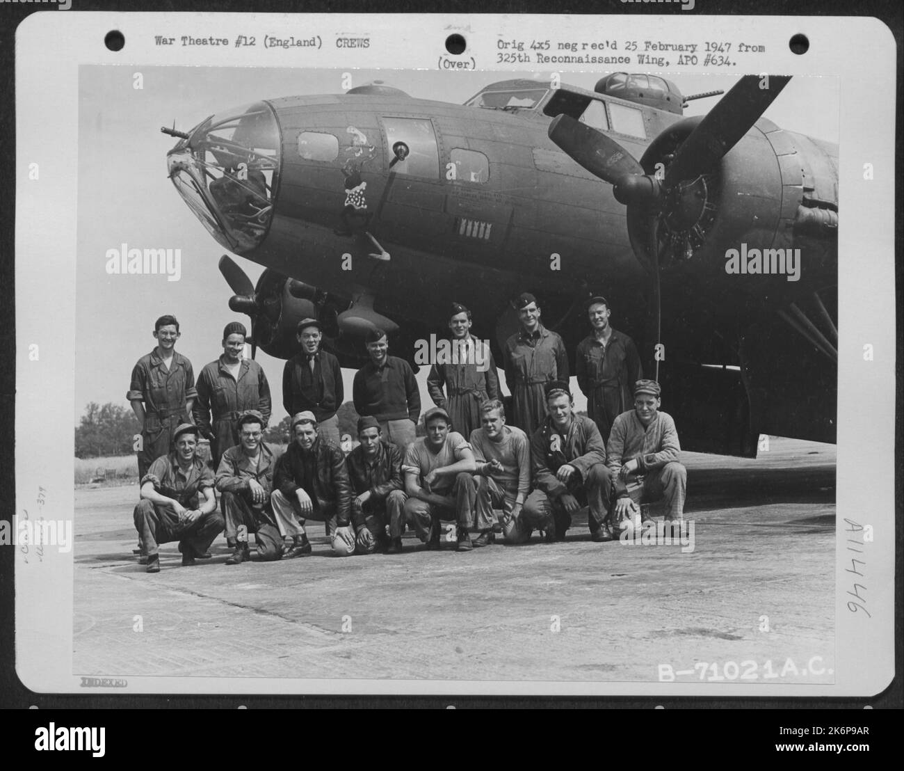 A Crew Of The 379Th Bomb Group Poses Beside A Boeing B-17 "Flying ...