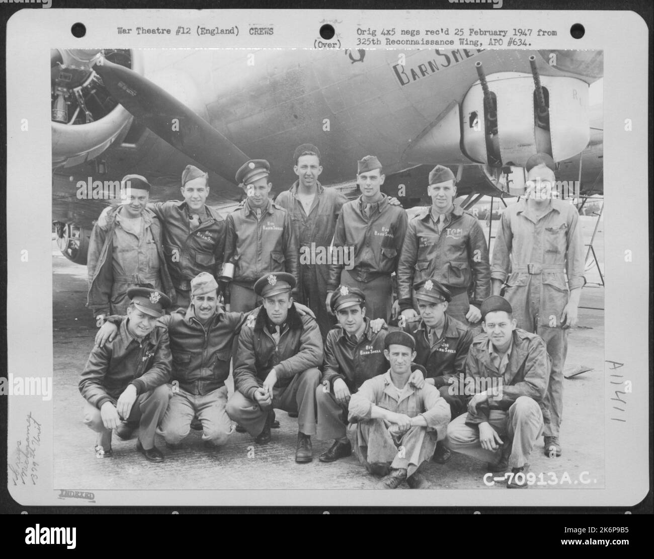 A Crew Of The 379Th Bomb Group Poses In Front Of A Boeing B-17 "Big ...