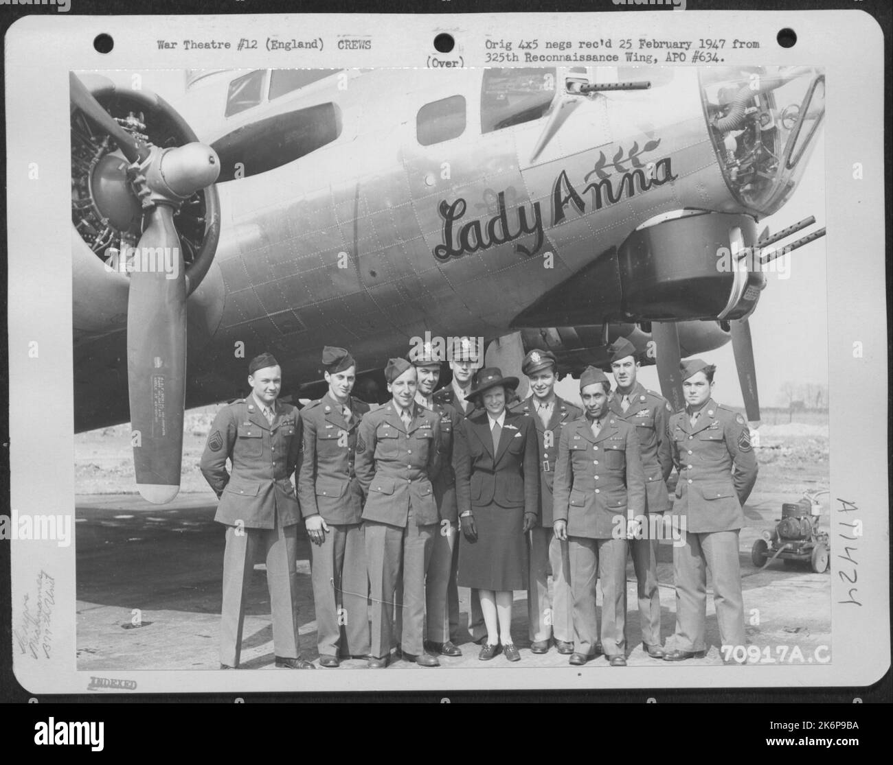 A Crew Of The 379Th Bomb Group Poses Beside The Boeing B-17 'Lady Anna ...