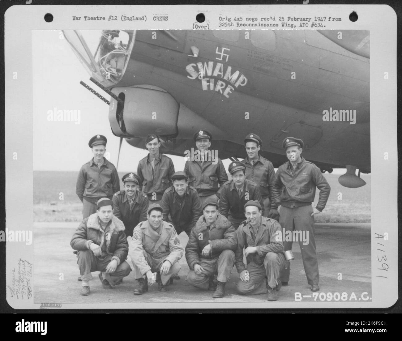 A Crew Of The 525Th Bomb Squadron, 379Th Bomb Group Pose In Front Of A ...