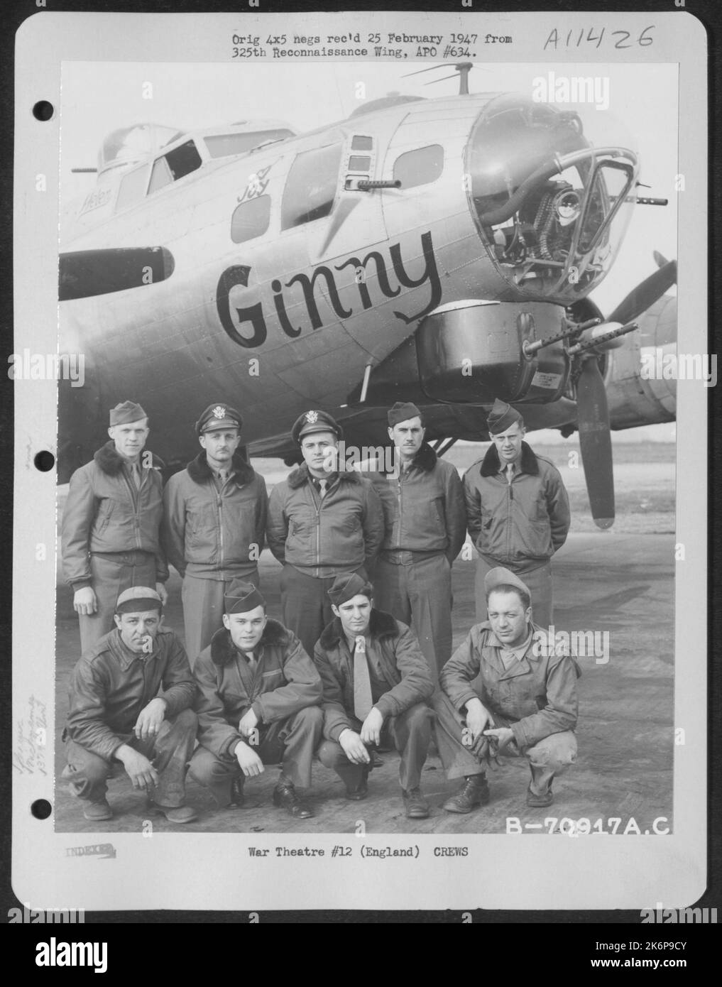 A Crew Of The 379Th Bomb Group Poses Beside The Boeing B-17 "Ginny" At ...
