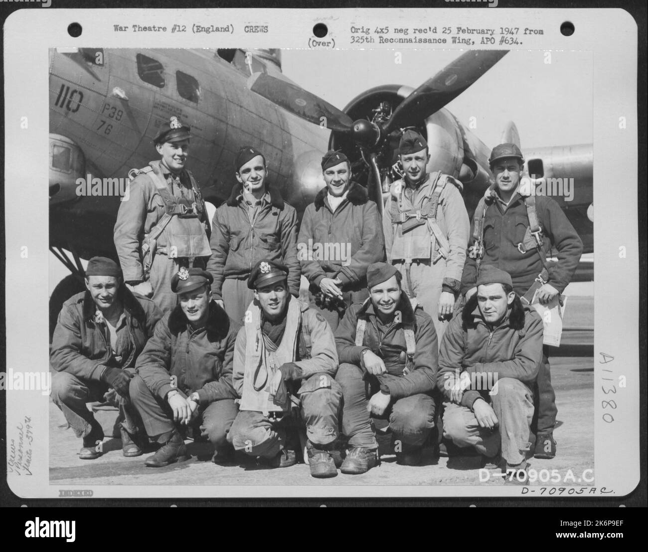 Lt. Bergland And Crew Of The 379Th Bomb Group Pose In Front Of A Boeing ...
