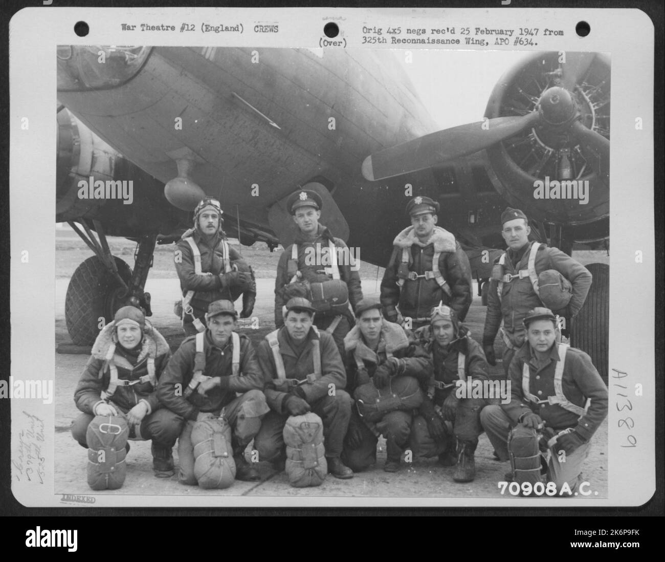 A Crew Of The 525Th Bomb Squadron, 379Th Bomb Group Pose In Front Of A ...