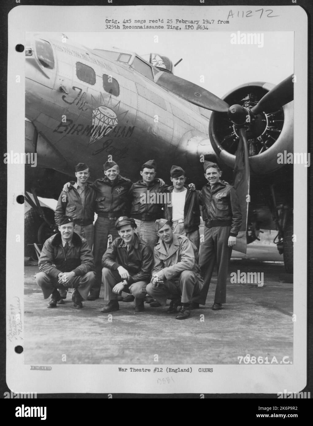 A Crew Of The 379Th Bomb Group Poses In Front Of A Boeing B-17 'The ...