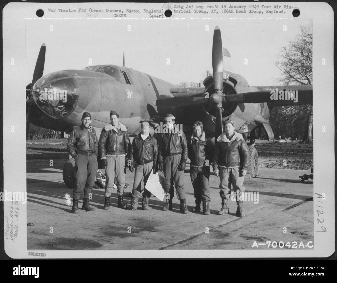 Crew Of A Martin B-26 Marauder Of The 552Nd Bomb Squadron, 386Th Bomb Group Pose By The Plane At ...