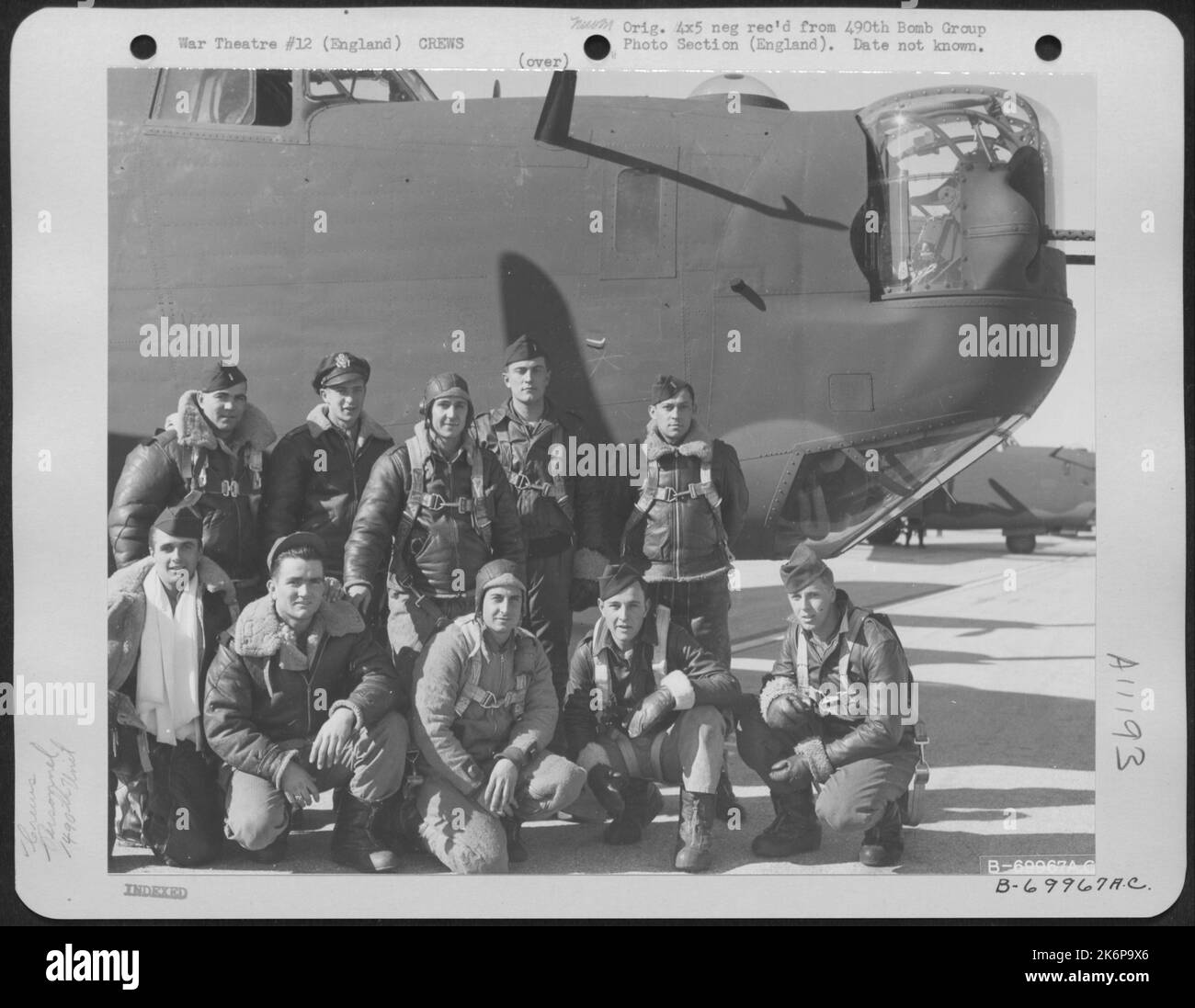 Lt. Macausland And Crew Of The 490Th Bomb Group Pose Beside Their ...