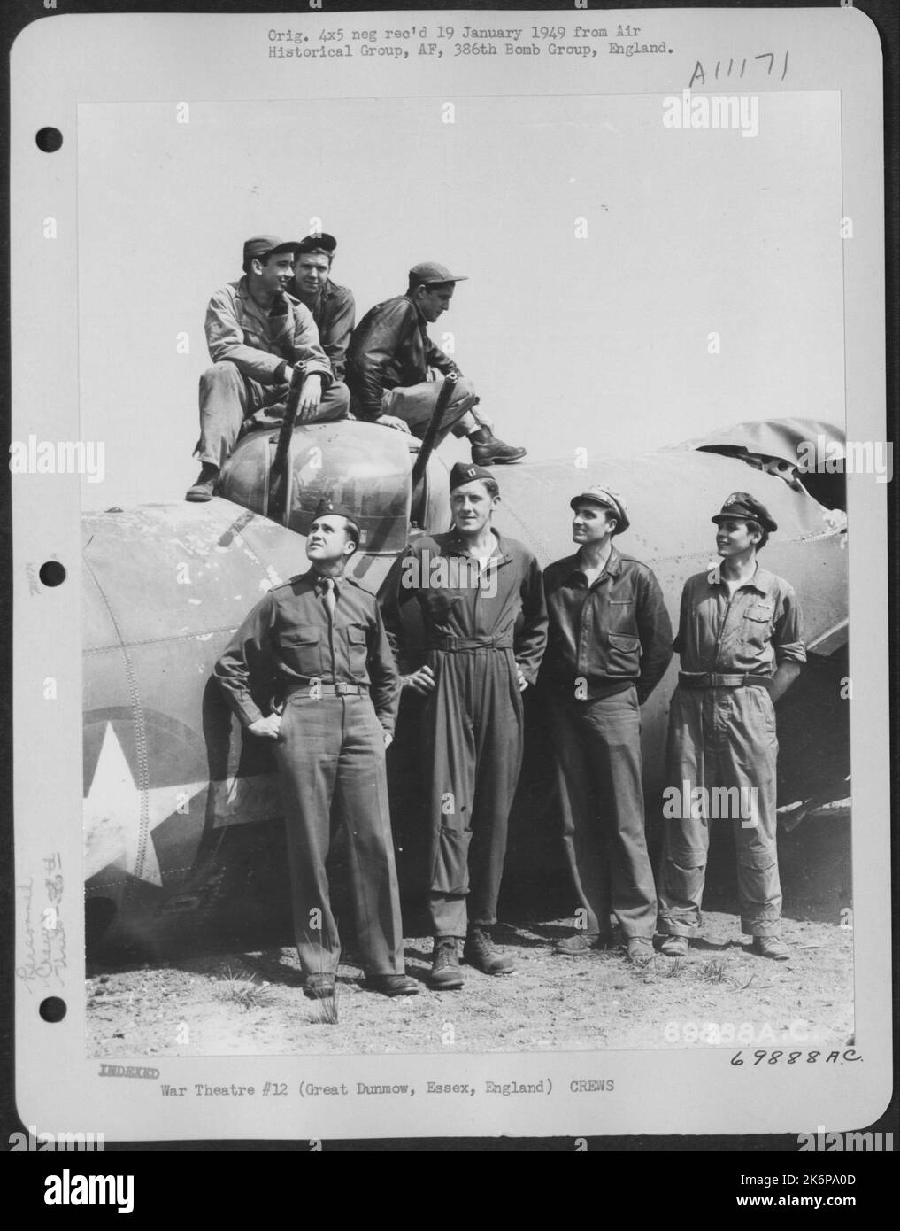 Captain Perkins And Crew Of The 386Th Bomb Group Pose By One On The ...
