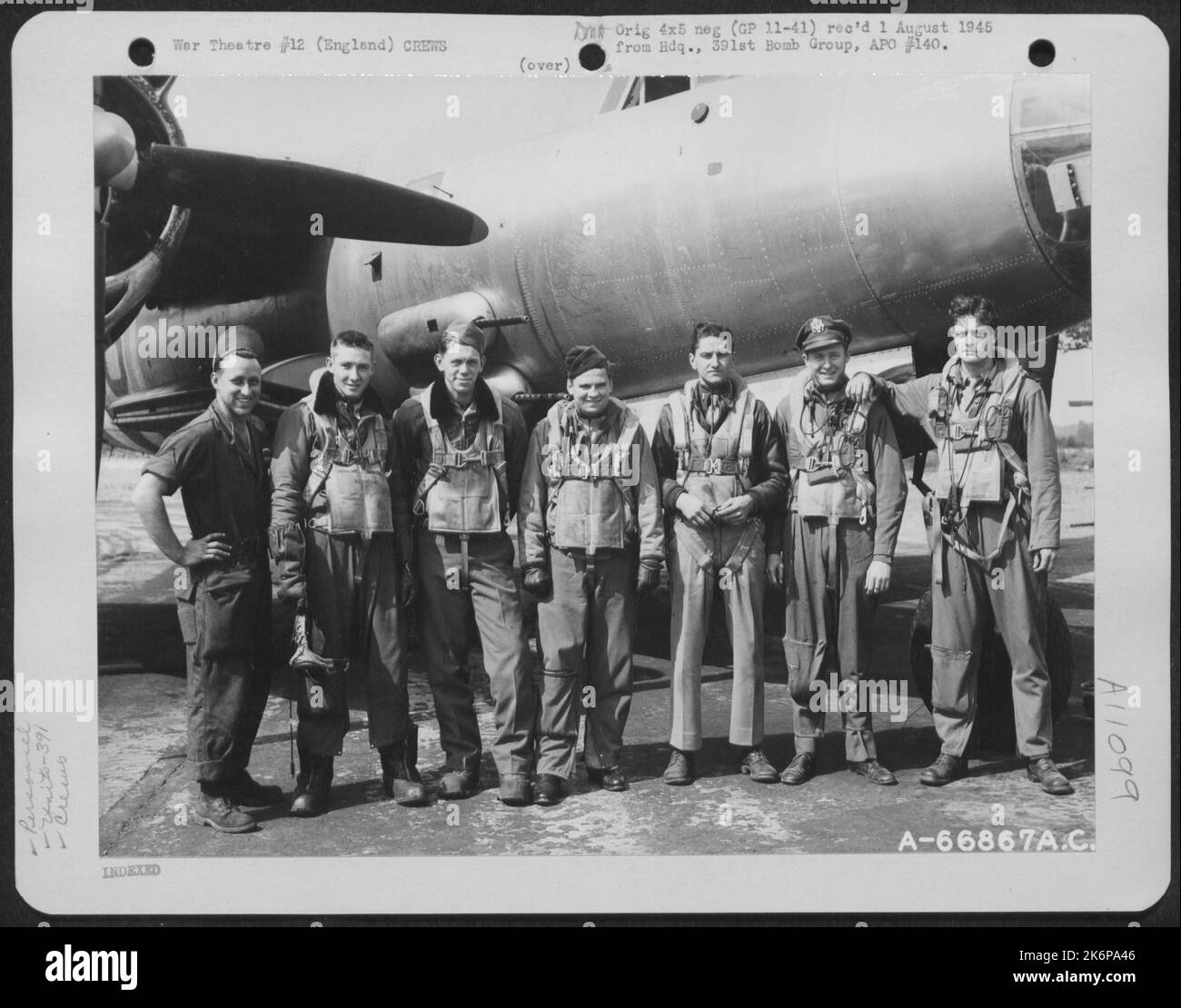 Lt. Baxter And Crew Of The 573Rd Bomb Squadron, Pose Beside The Martin ...