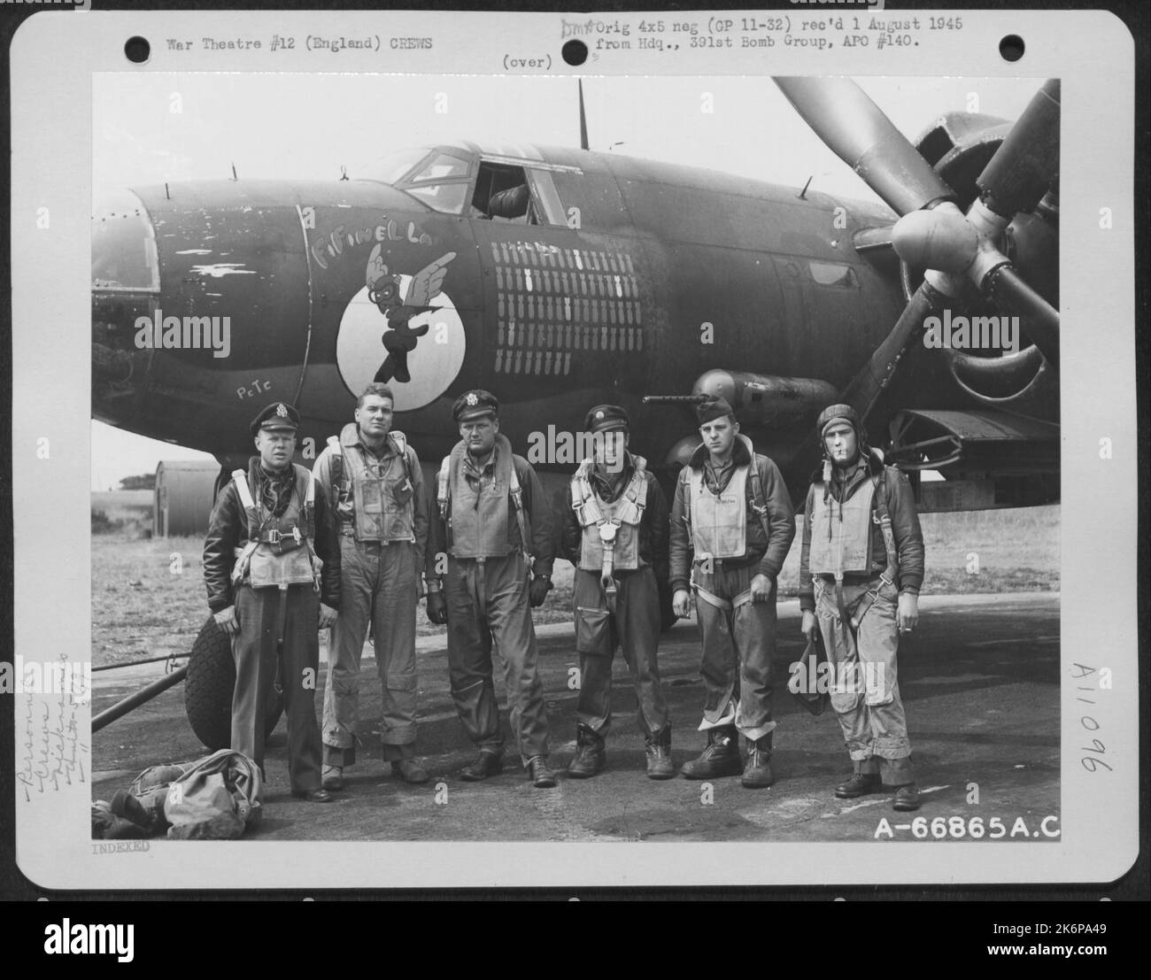 Lt. Holliday And Crew Of The 573Rd Bomb Squadron, Pose Beside The ...