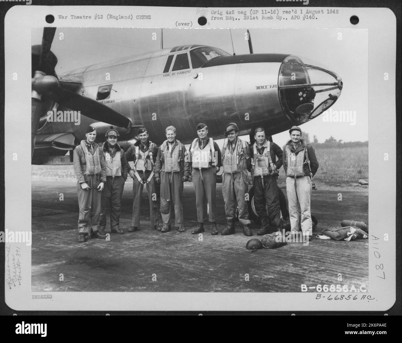 Major Loesch And Crew Of The 574Th Bomb Squadron, Beside Martin B-26 ...