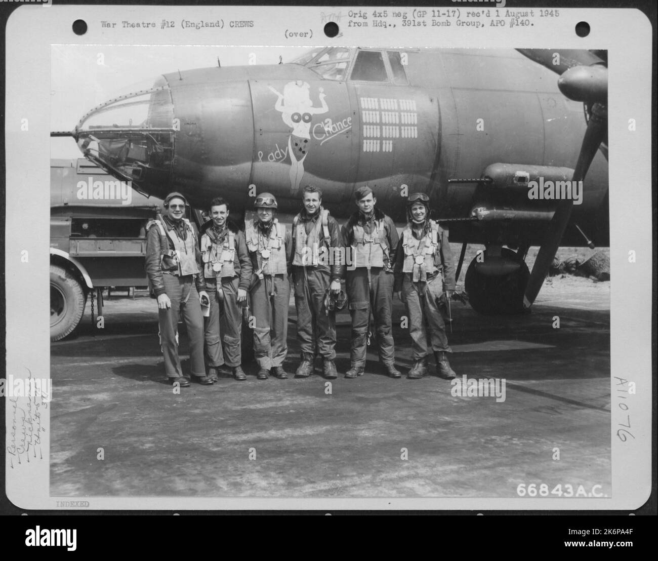 Lt. Martin And Crew Of The 575Th Bomb Squadron, Beside Martin B-26 ...