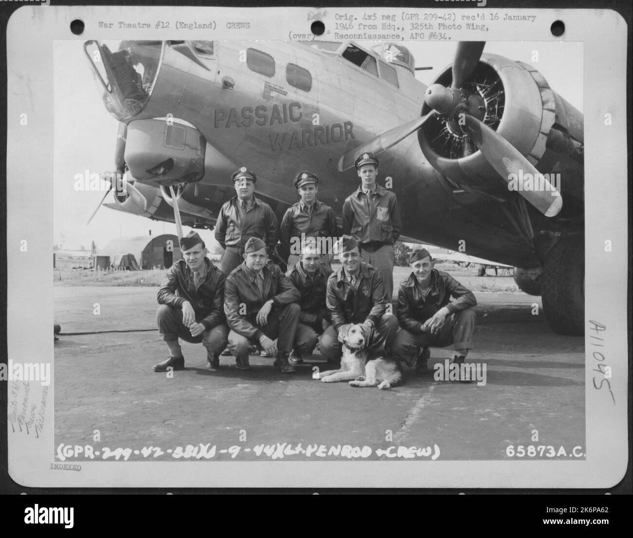 Lt. Penrod And Crew Of The 381St Bomb Group In Front Of A Boeing B-17 ...
