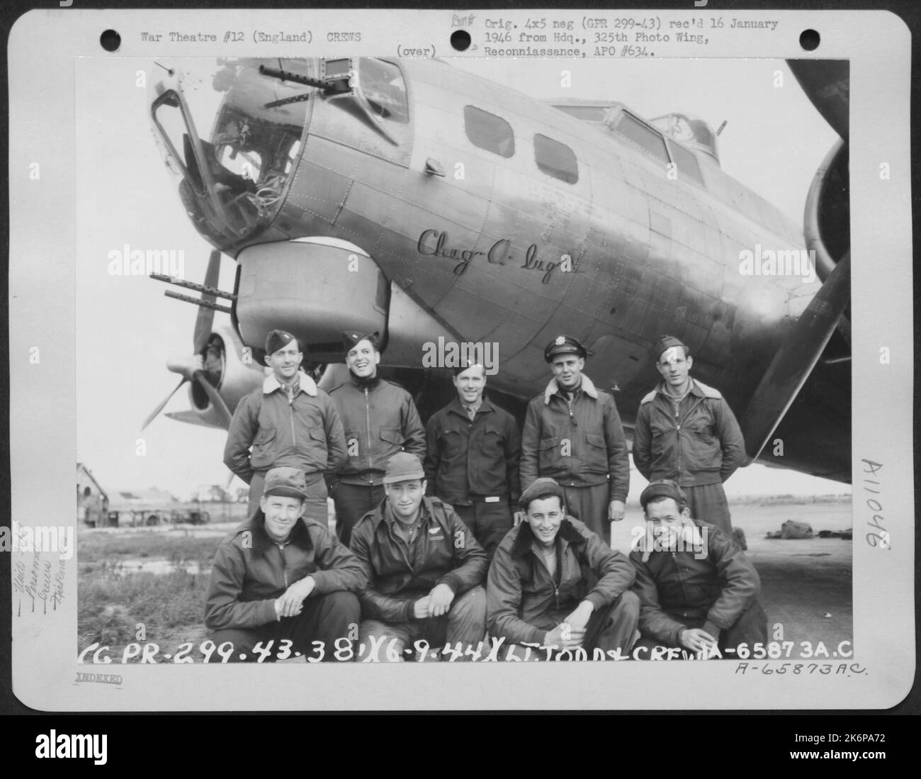 Lt. Todd And Crew Of The 381St Bomb Group In Front Of A Boeing B-17 ...