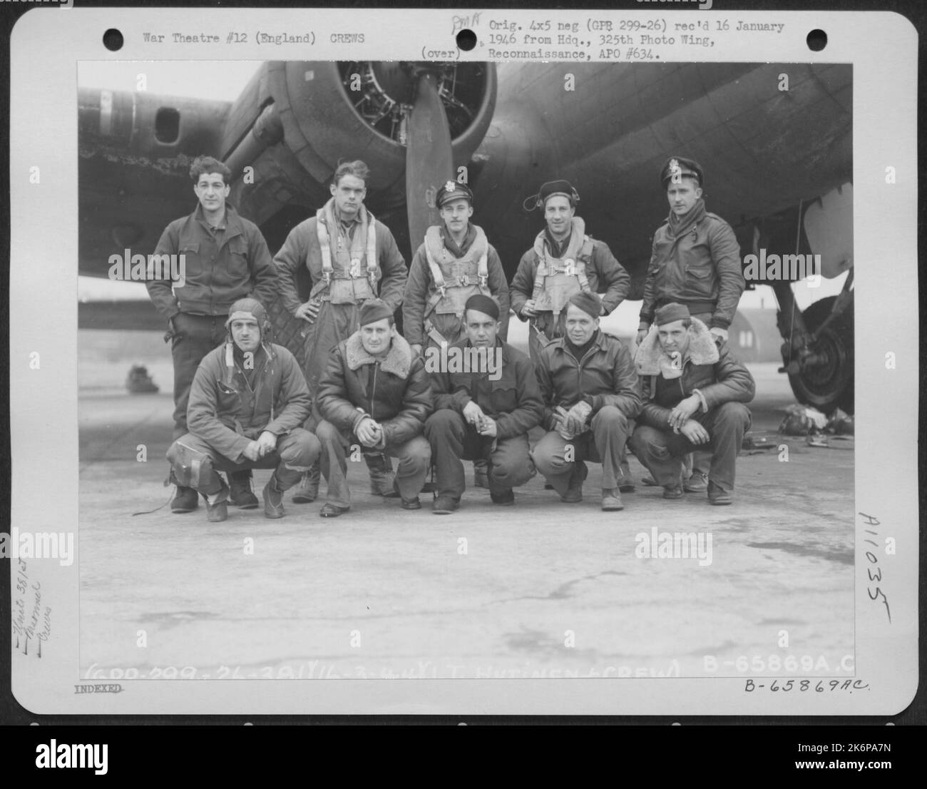 Lt. Hytinen And Crew Of The 381St Bomb Group In Front Of A Boeing B-17 ...