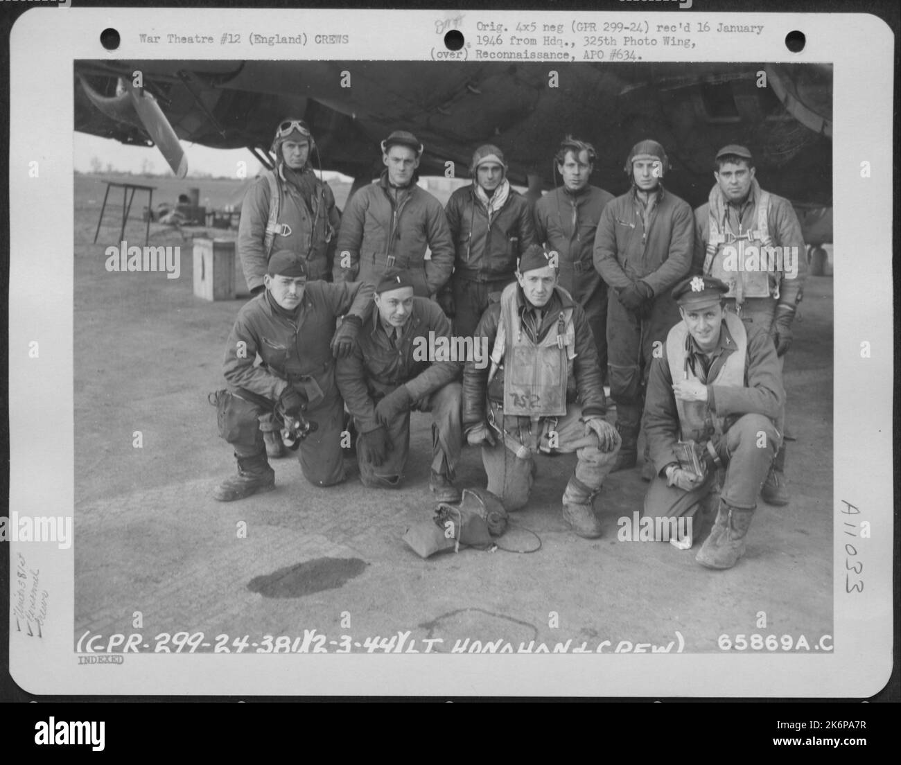 Lt. Honahan And Crew Of The 381St Bomb Group In Front Of A Boeing B-17 ...