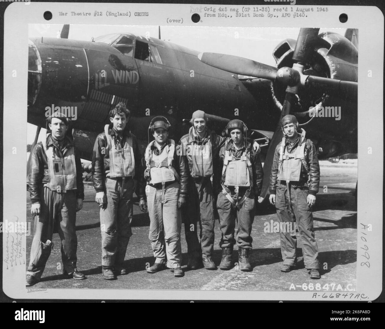 Lt. Reynolds And Crew Of The 572Nd Bomb Sqdn. Pose Beside The Martin B ...