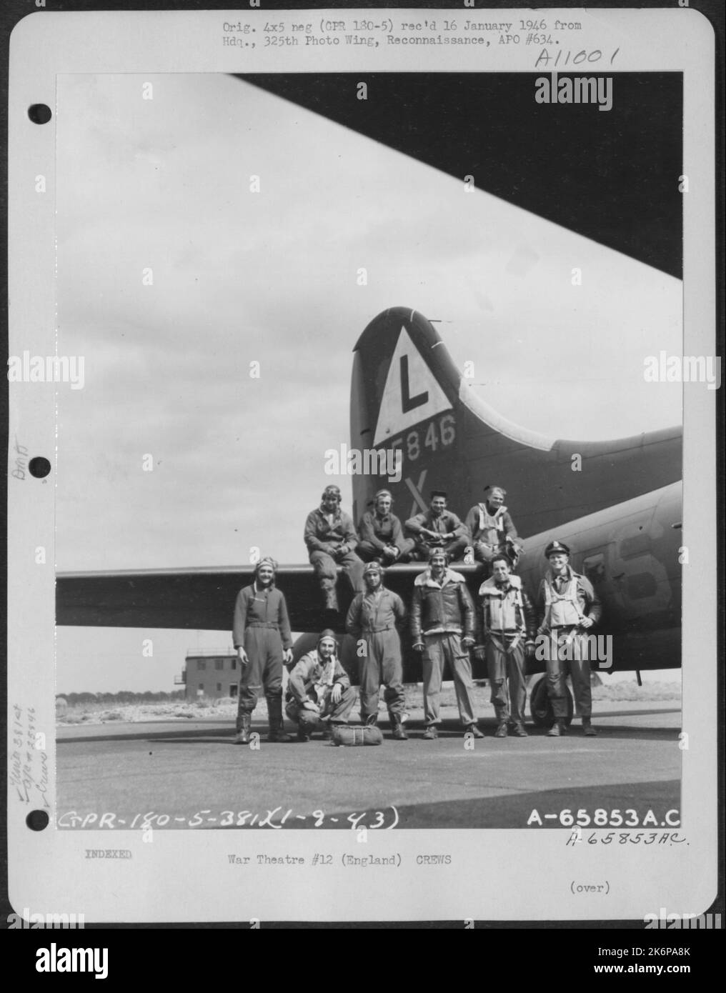 Crew Of The 381St Bomb Group Pose By The Tail Of A Boeing B-17 "Flying ...