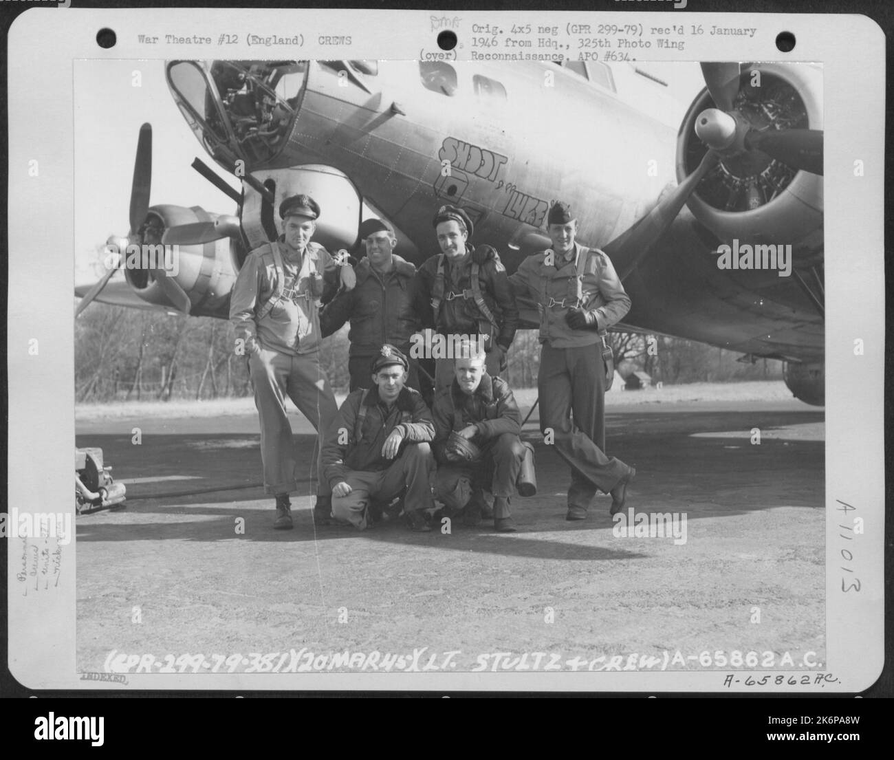 Lt. Stultz And Crew Of The 381St Bomb Group In Front Of The Boeing B-17 ...