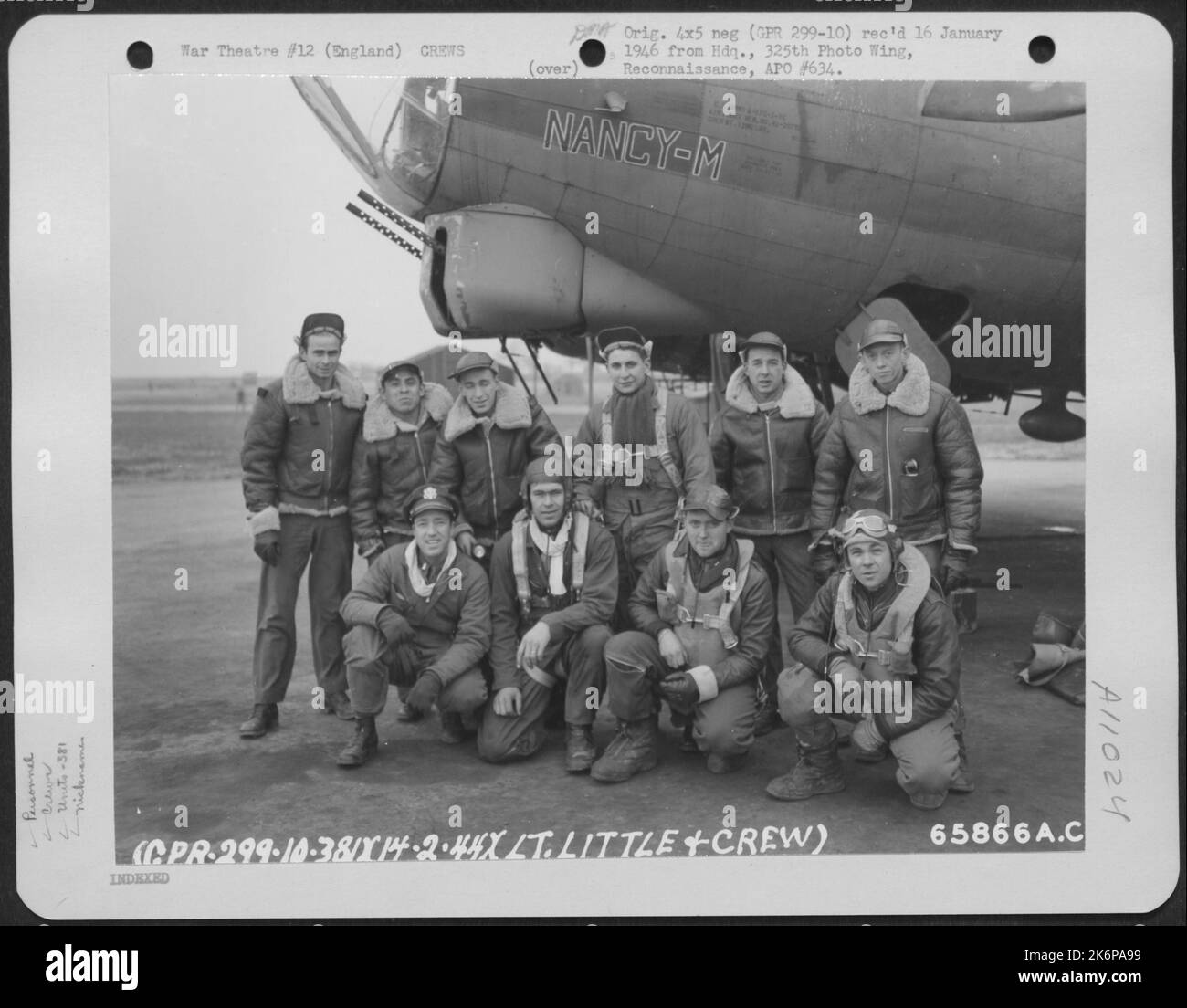 Lt. Little And Crew Of The 381St Bomb Group In Front Of The Boeing B-17 ...