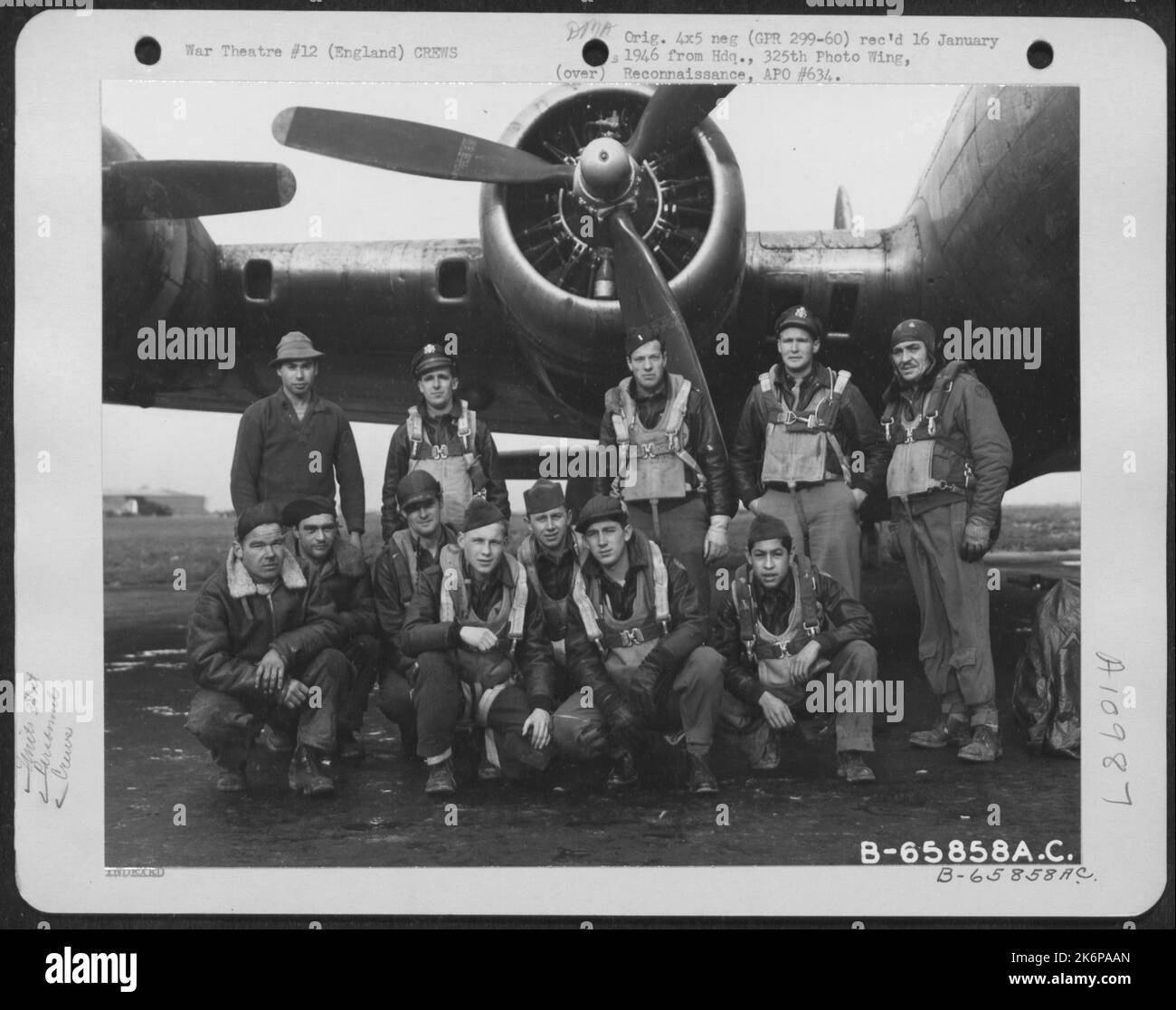 Lt. Miller And Crew Of The 381St Bomb Group In Front Of A Boeing B-17 ...