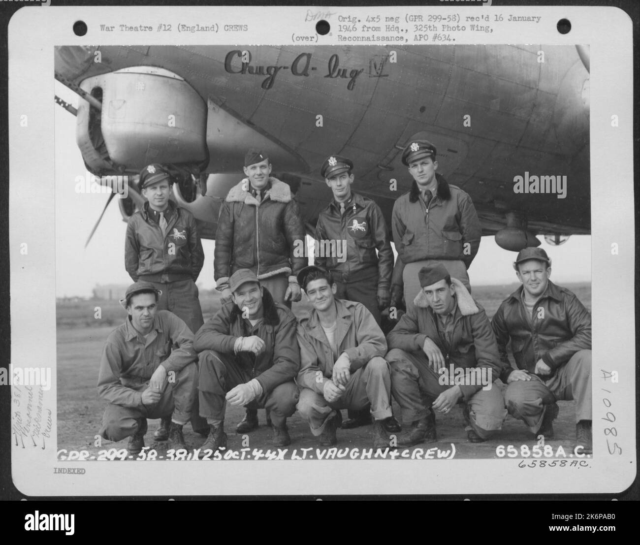 Lt. Vaughn And Crew Of The 381St Bomb Group In Front Of The Boeing B-17 ...