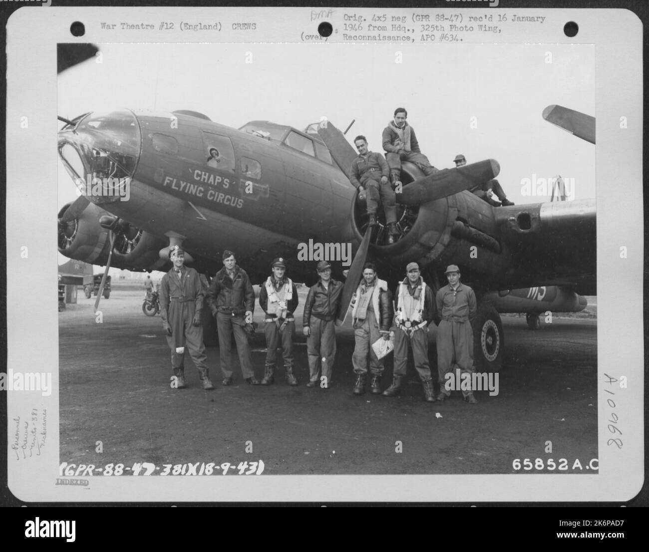 Capt. Chapman And Crew Of The 381St Bomb Group Beside The Boeing B-17 ...