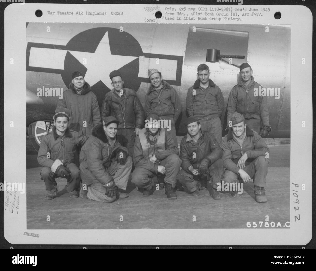 Lt. Cox And Crew Of The 613Th Bomb Squadron, 401St Bomb Group, Beside A ...