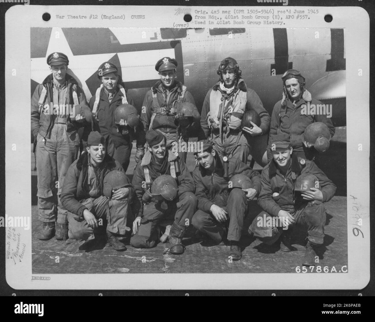 Lt. Post And Crew Of The 615Th Bomb Squadron, 401St Bomb Group, Beside ...